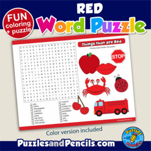 Things that are Red Word Search Puzzle and Coloring | Color Wordsearch ...