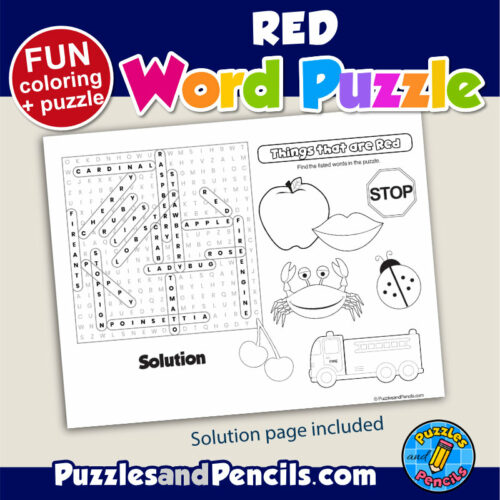 Things that are Red Word Search Puzzle and Coloring | Color Wordsearch ...