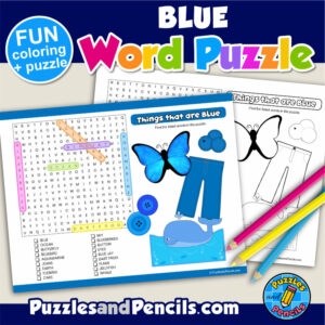 Things that are Blue Word Search Puzzle and Coloring | Color Wordsearch ...