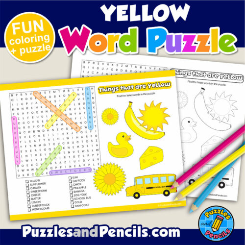 Things that are Yellow Word Search Puzzle and Coloring | Color ...