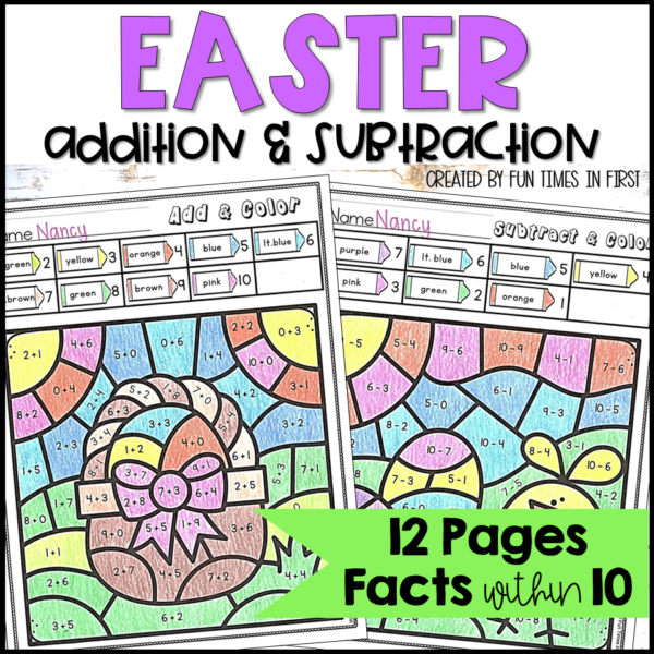 Easter Color by Number | Addition Subtraction & Mixed Practice within ...