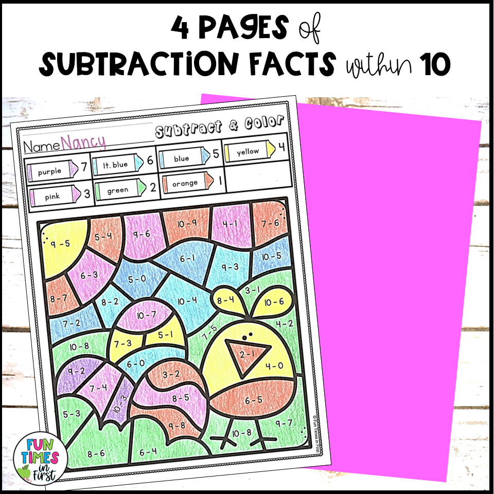 Easter Color by Number | Addition Subtraction & Mixed Practice within ...