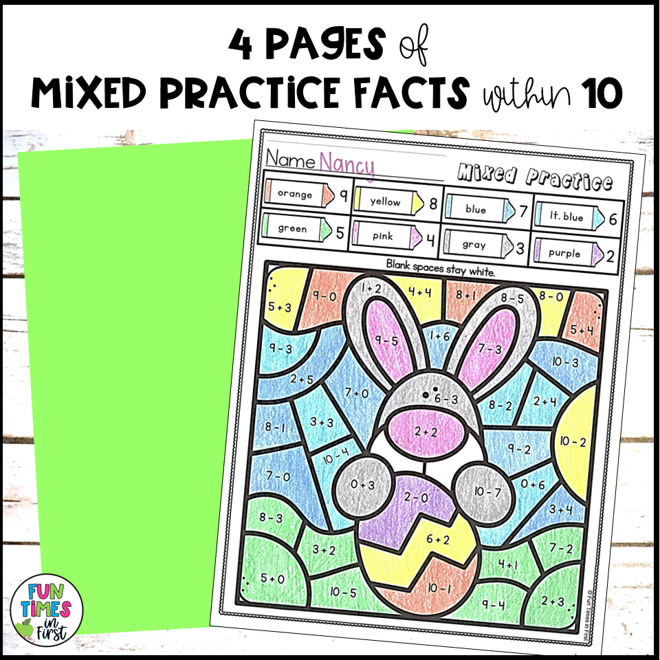 Easter Color by Number | Addition Subtraction & Mixed Practice within ...