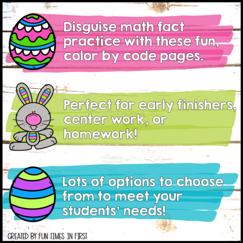 Easter Color by Number | Addition Subtraction & Mixed Practice within ...