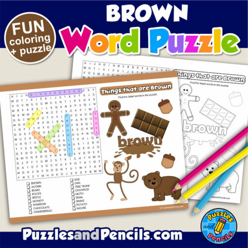 Things that are Brown Word Search Puzzle and Coloring | Color ...