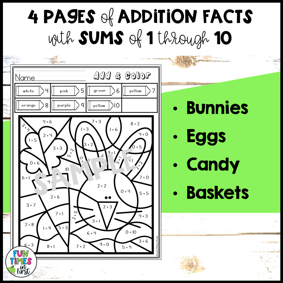 Easter Color by Number | Addition Subtraction & Mixed Practice within ...