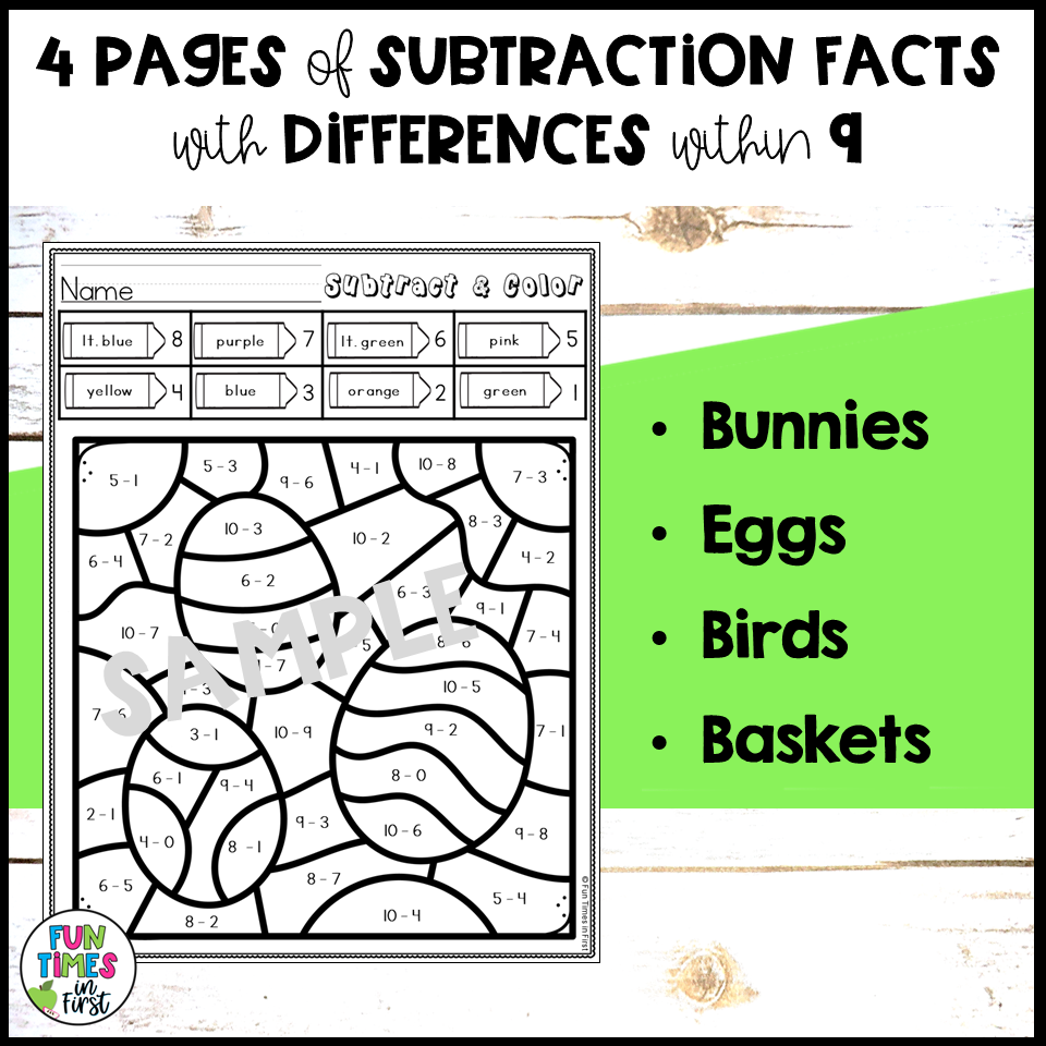 Easter Color by Number | Addition Subtraction & Mixed Practice within ...