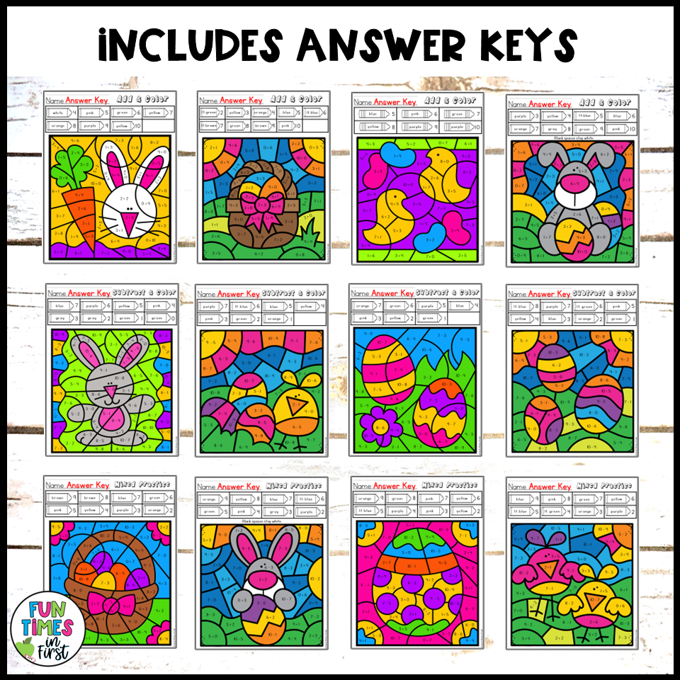 Easter Color by Number | Addition Subtraction & Mixed Practice within ...