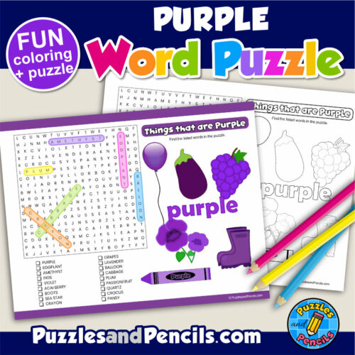 Things that are Purple Word Search Puzzle and Coloring | Color ...