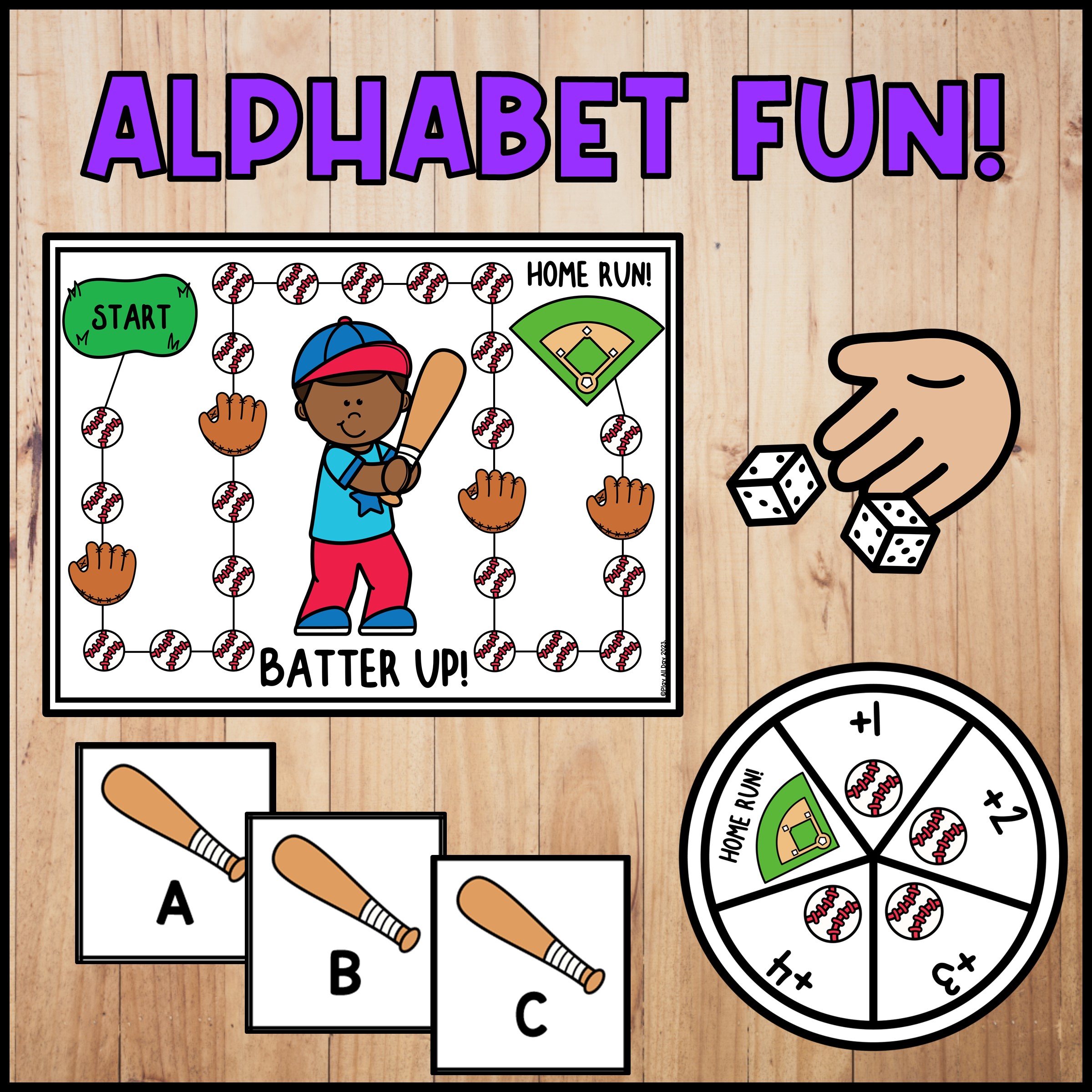 Baseball Alphabet Board Game | Letter Recognition and Beginning Sounds ...