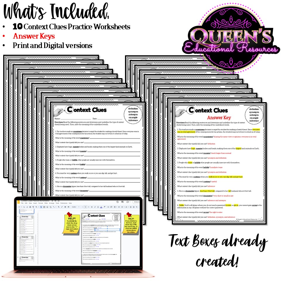Context Clues Worksheets, Context Clues Practice Worksheets, Context ...