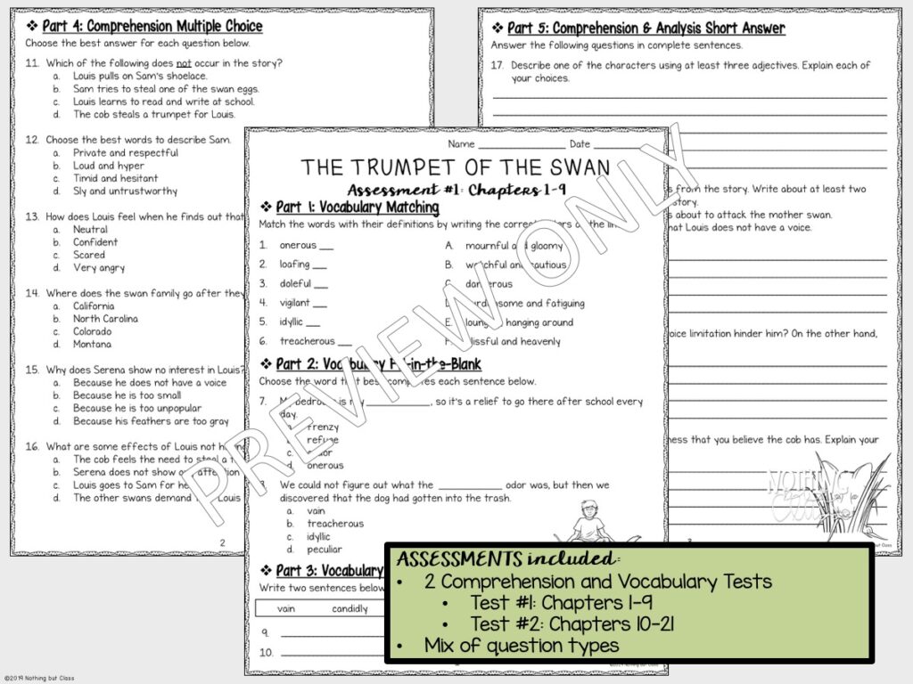 The Trumpet of the Swan Novel Study Unit | Made By Teachers