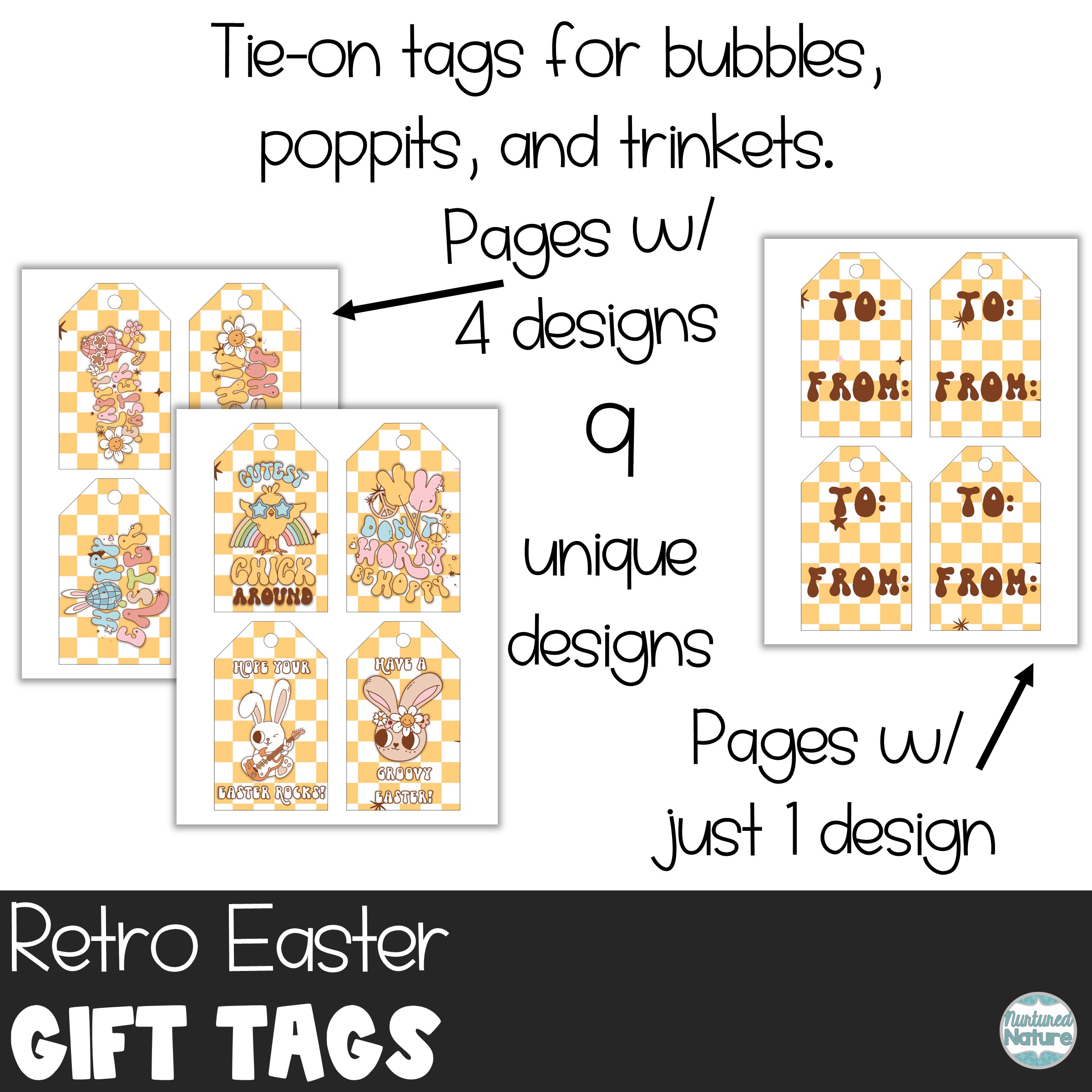 Groovy Retro Easter Gift Tags | Made By Teachers