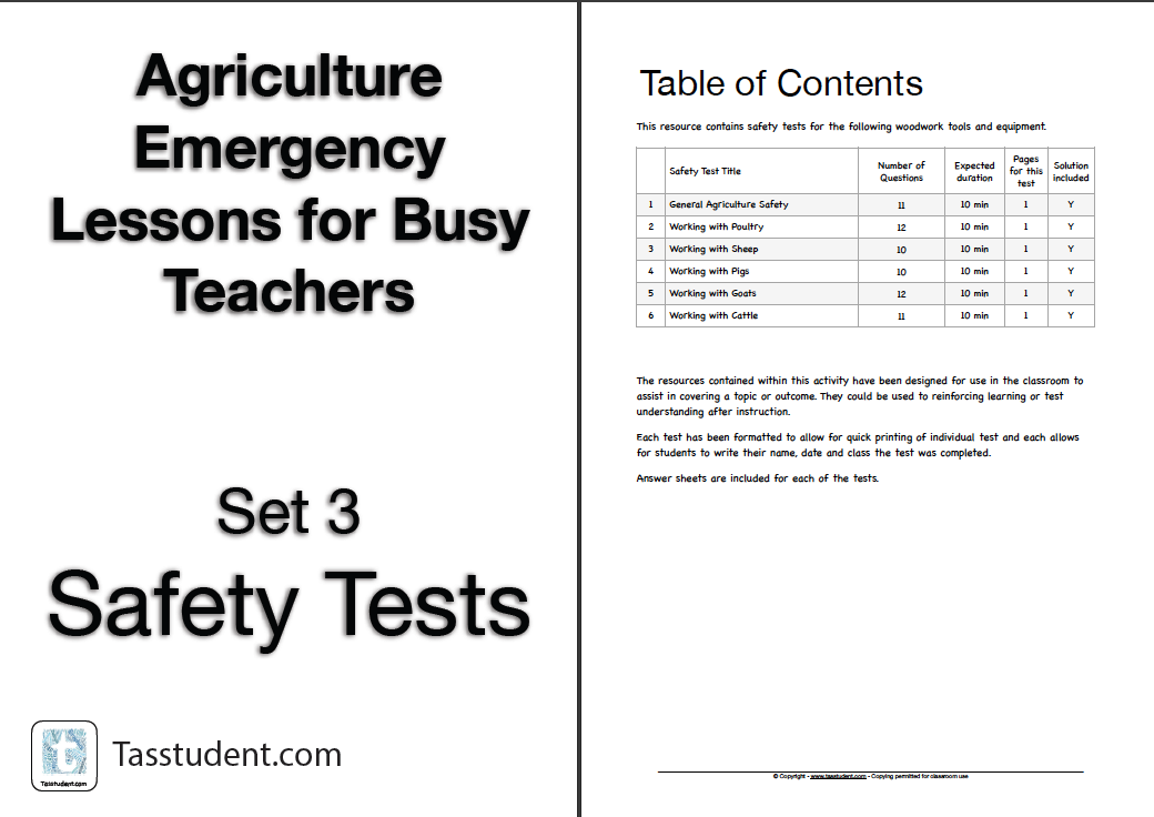 Agriculture Lessons - Set 3 "Printable Safety Tests" | Made By Teachers