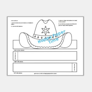 Cowgirl Hat Paper Crown Printable Wild West Coloring Craft Activity for ...