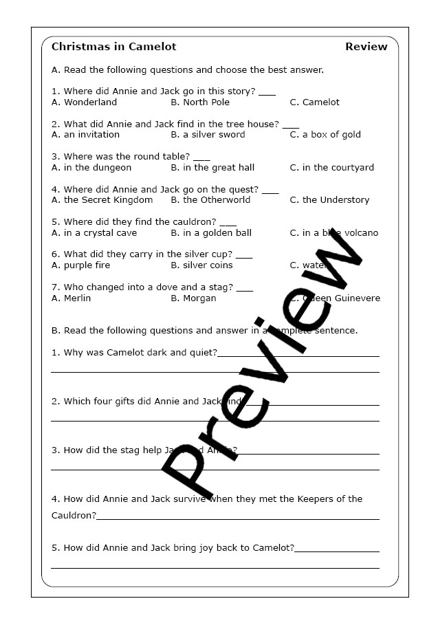 Merlin Mission #1 "Christmas in Camelot" worksheets | Made By Teachers