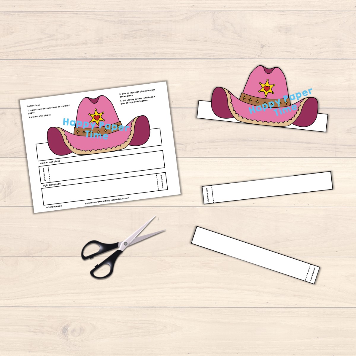 Cowgirl Hat Paper Crown Printable Wild West Craft Activity Costume for ...