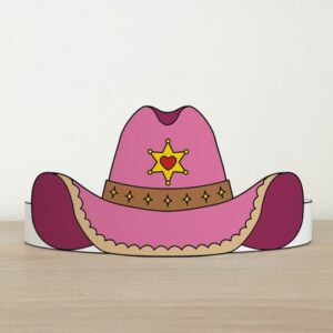 Cowgirl Hat Paper Crown Printable Wild West Coloring Craft Activity for ...