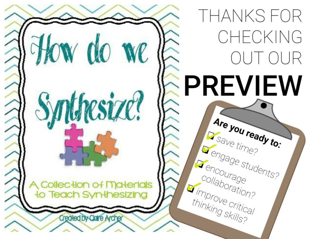 Synthesizing Package - Reading Comprehension Strategy Resources | Made ...