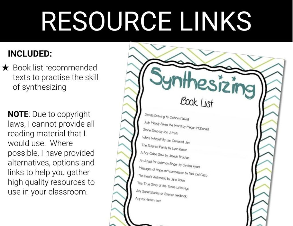 Synthesizing Package - Reading Comprehension Strategy Resources | Made ...