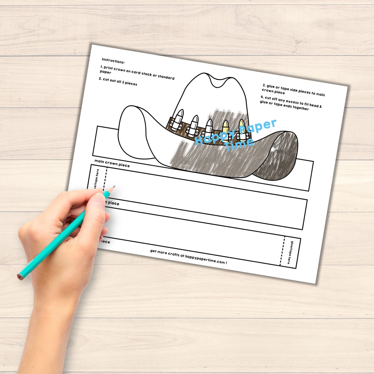 Cowboy Outlaw Hat Paper Crown Printable Wild West Coloring Craft ...