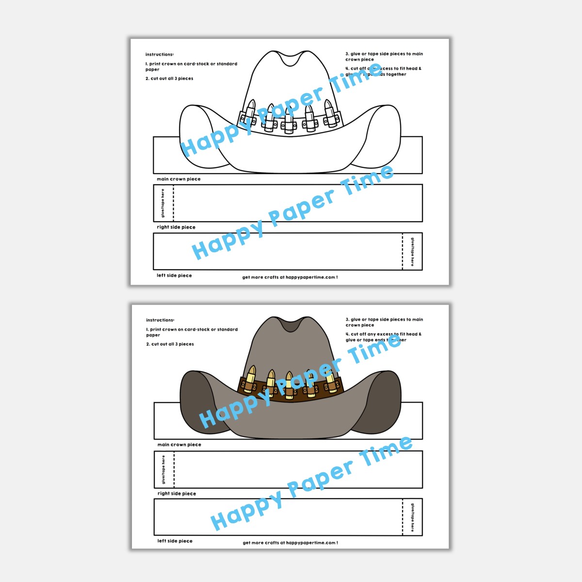 Cowboy Outlaw Hat Paper Crown Printable Wild West Coloring Craft ...