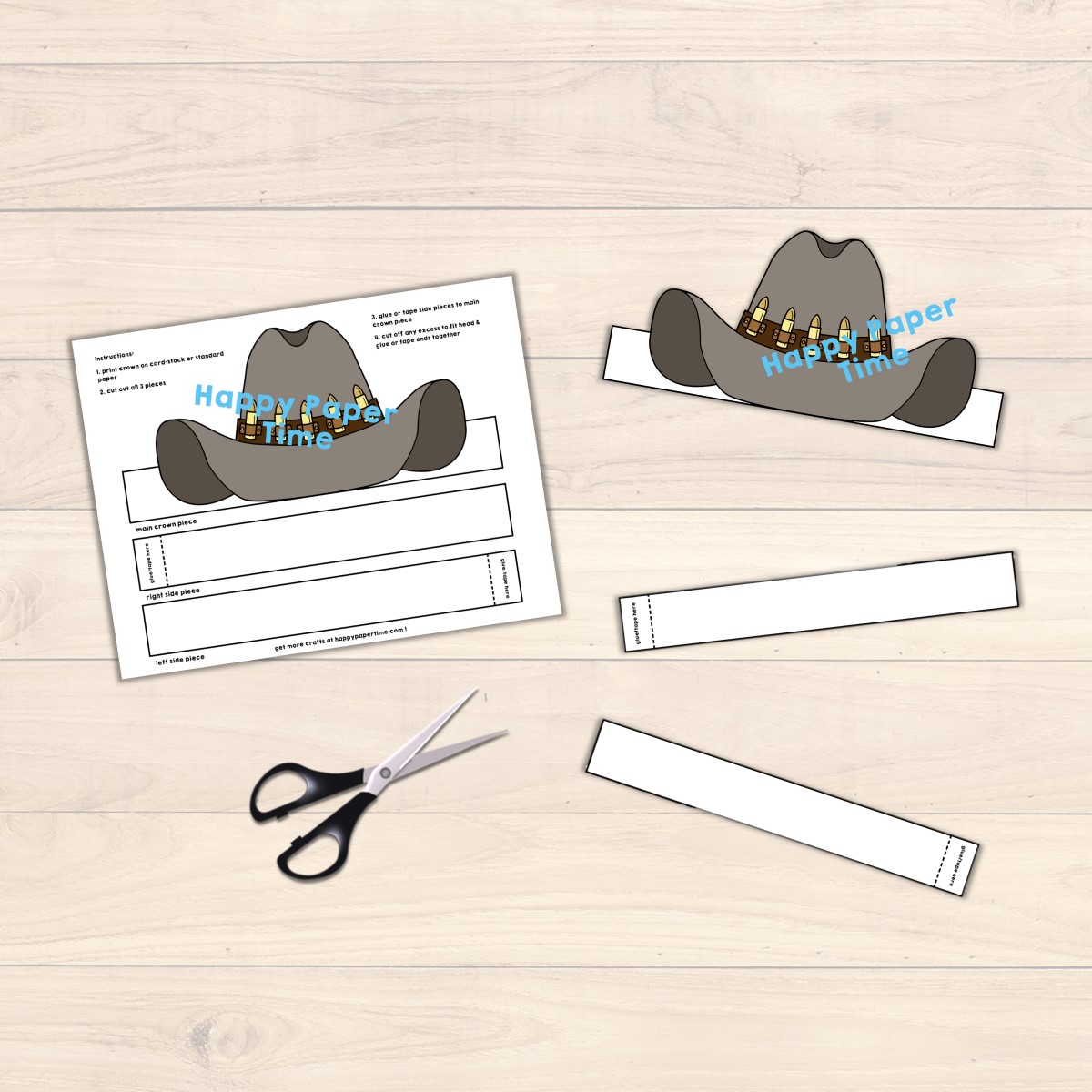 Cowboy Outlaw Hat Paper Crown Printable Wild West Coloring Craft ...