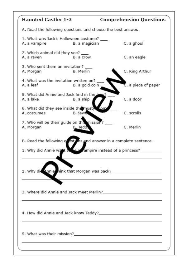 Merlin Mission #2 "Haunted Castle on Hallows Eve" worksheets - Made By ...