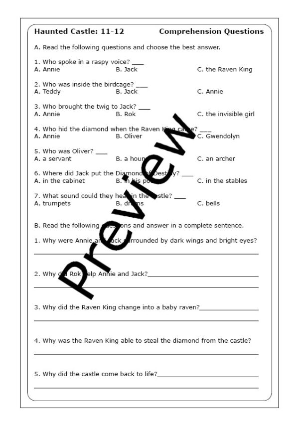 Merlin Mission #2 "Haunted Castle on Hallows Eve" worksheets | Made By ...