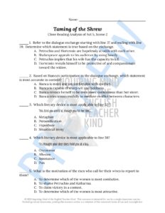 Taming of the Shrew Close Reading Worksheets Bundle | Made By Teachers
