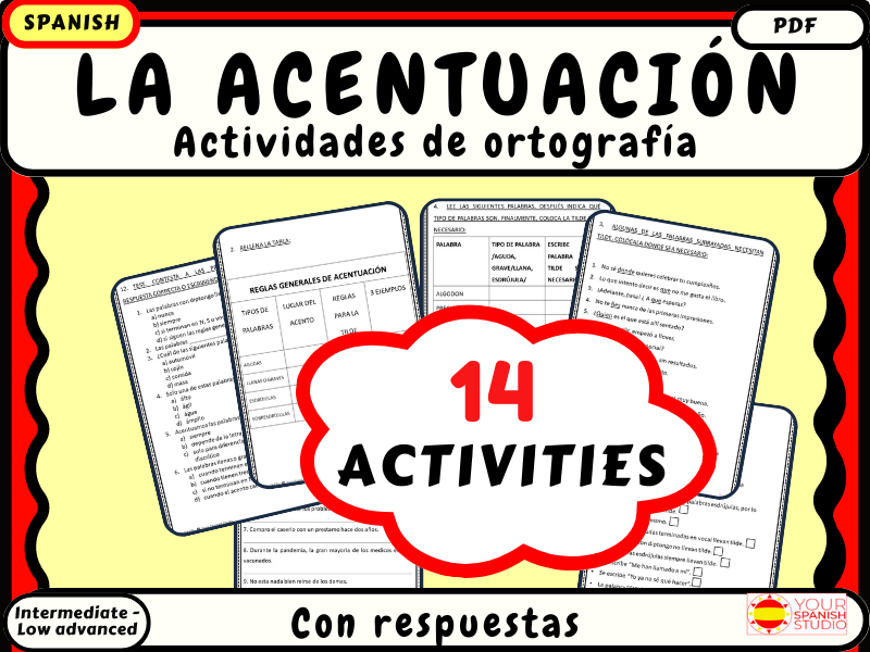 Spanish Written accent worksheets no prep spelling practice | Made By ...