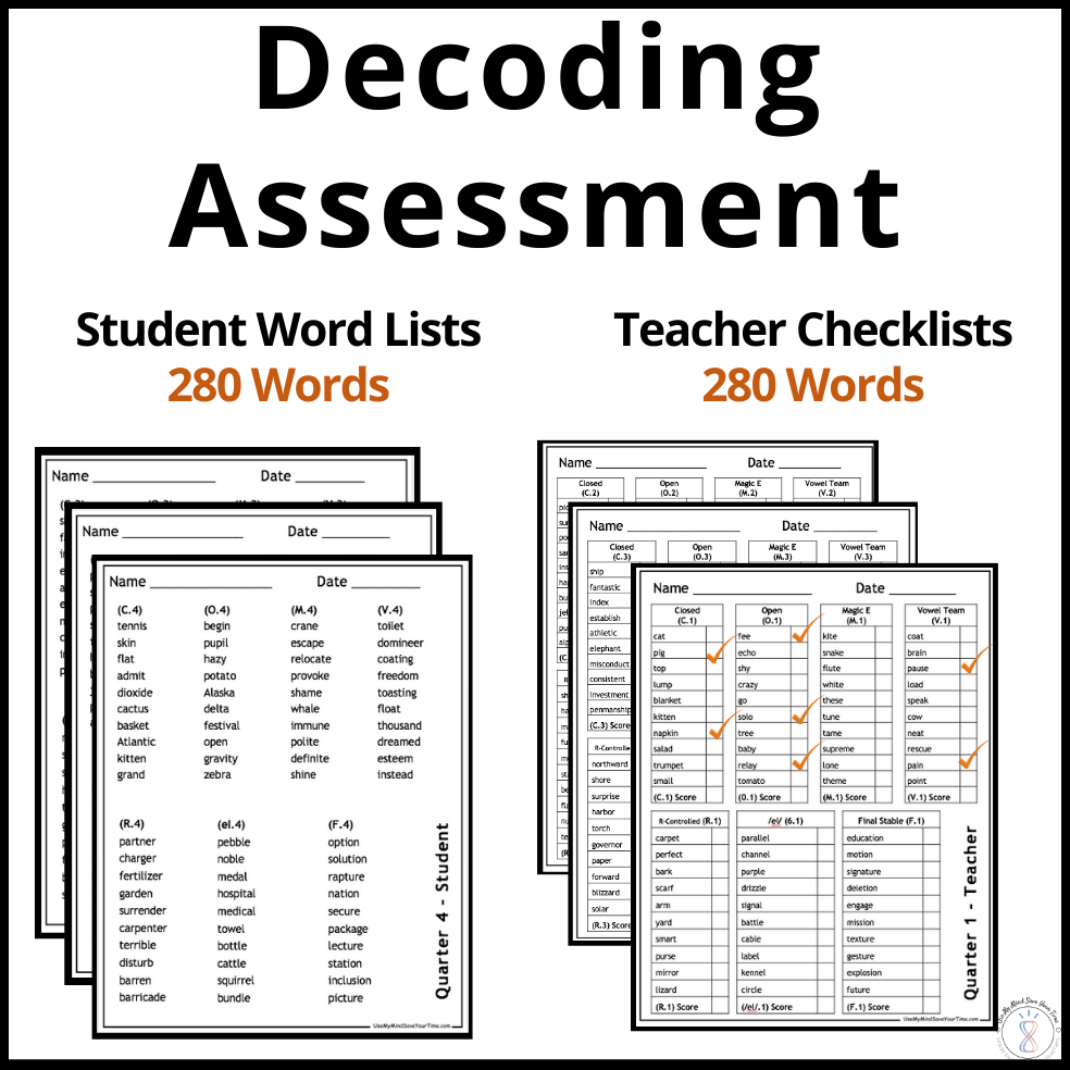 QUARTERLY Decoding Assessments - Syllable Types - Single and ...