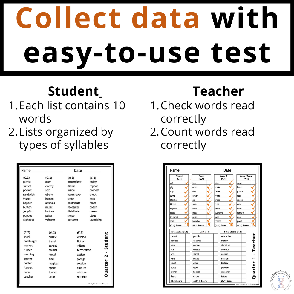 QUARTERLY Decoding Assessments - Syllable Types - Single and ...