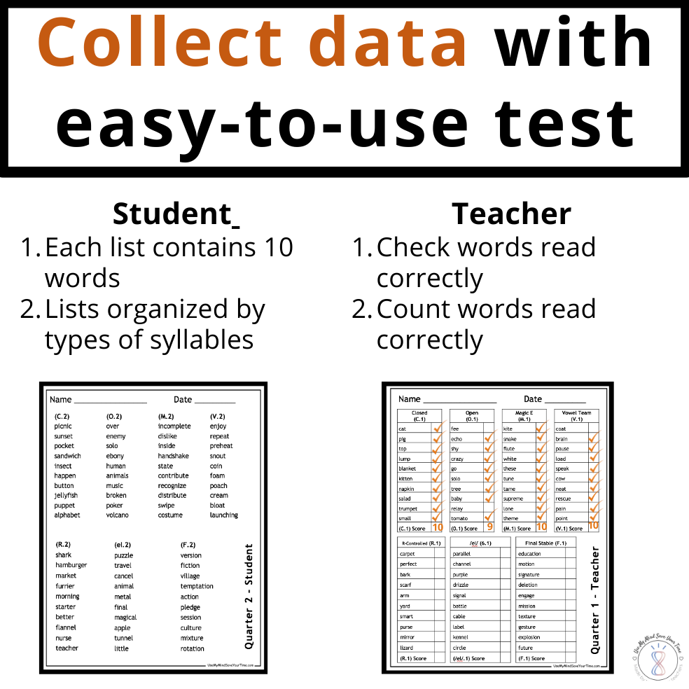 QUARTERLY Decoding Assessments - Syllable Types - Single and ...
