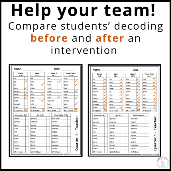 QUARTERLY Decoding Assessments - Syllable Types - Single and ...