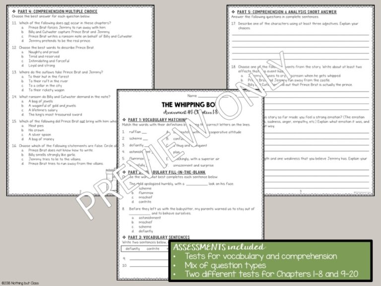 The Whipping Boy Novel Study Unit | Made By Teachers