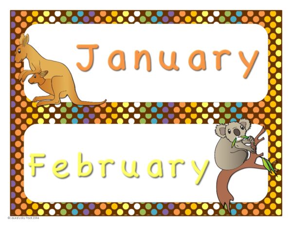 Australian Animals Calendar Months Headers | Made By Teachers