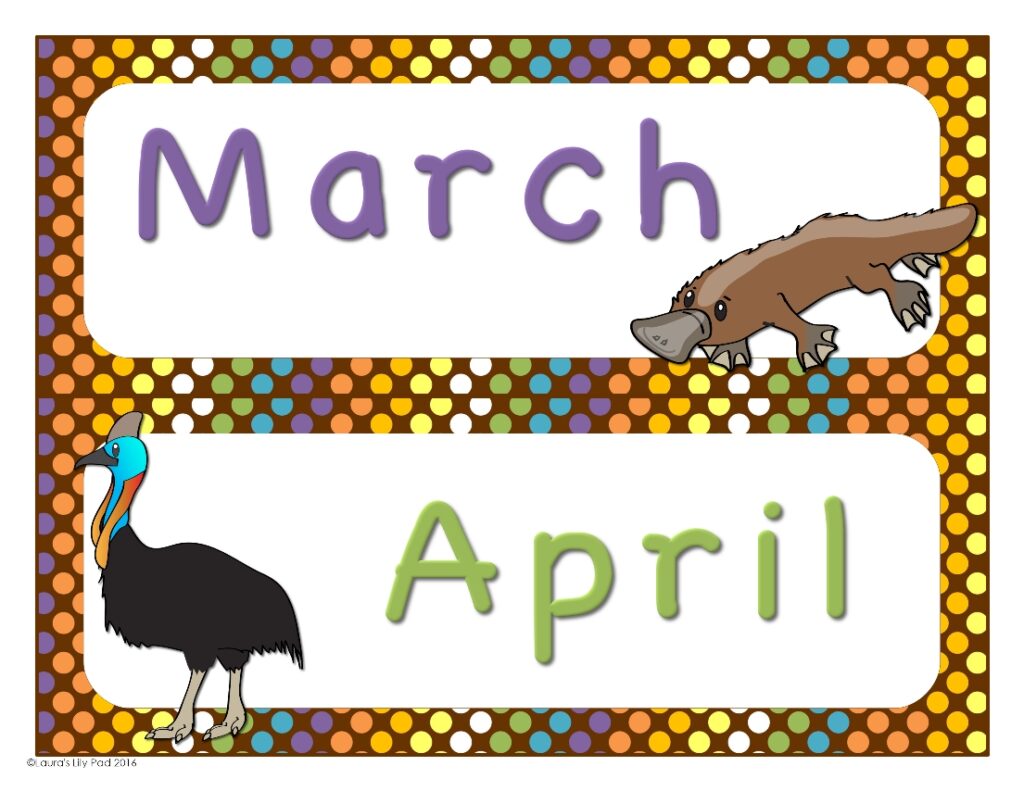 Australian Animals Calendar Months Headers | Made By Teachers