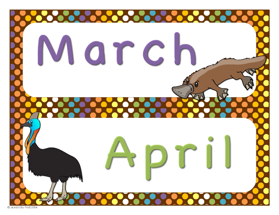 Australian Animals Calendar Months Headers | Made By Teachers