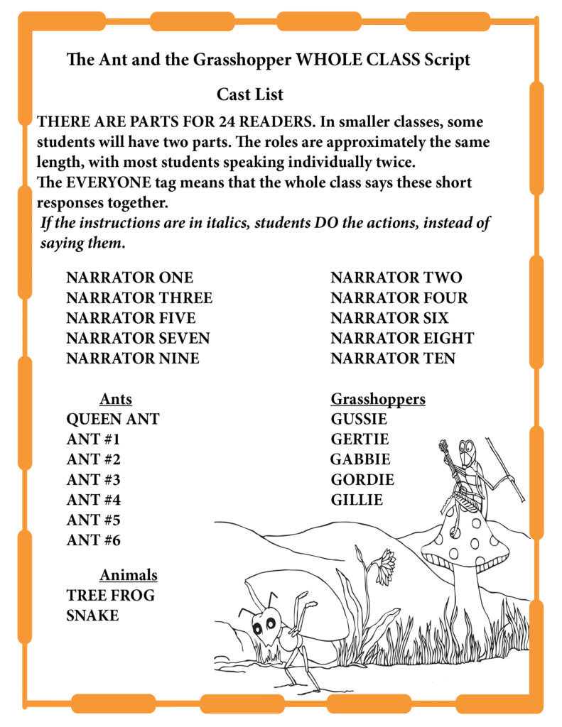 Aesop's Fable The Ant and the Grasshopper FREE Readers' Theater Script ...