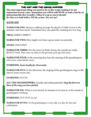 Aesop's Fable The Ant and the Grasshopper FREE Readers' Theater Script ...