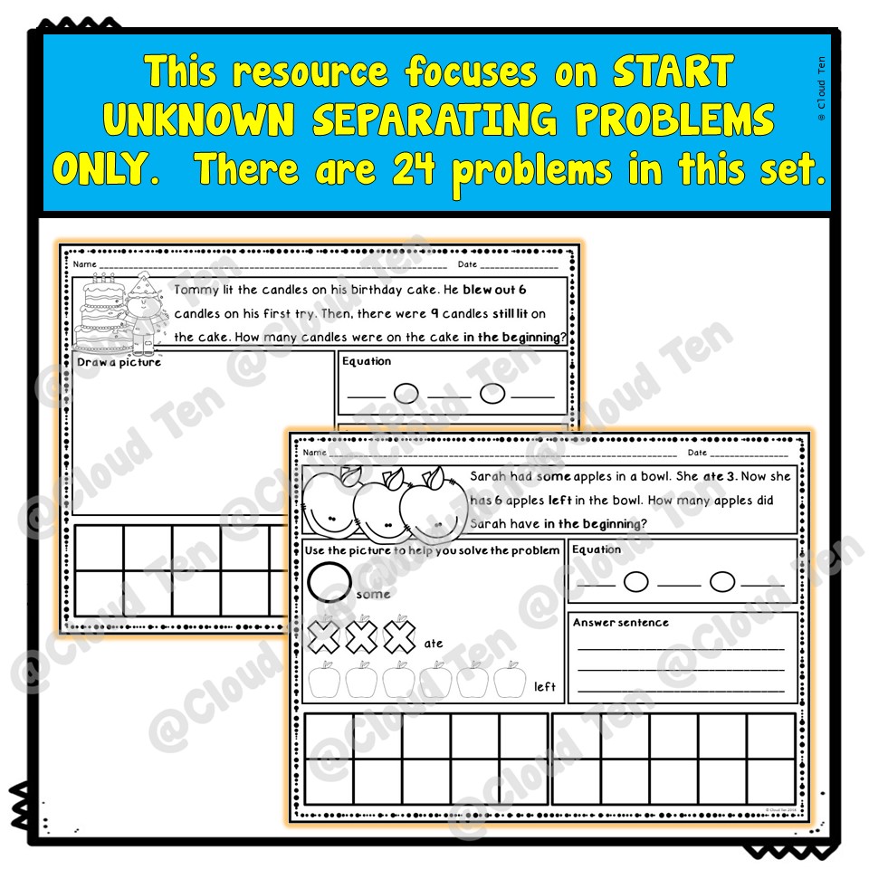 Start unknown separating word problems | Made By Teachers