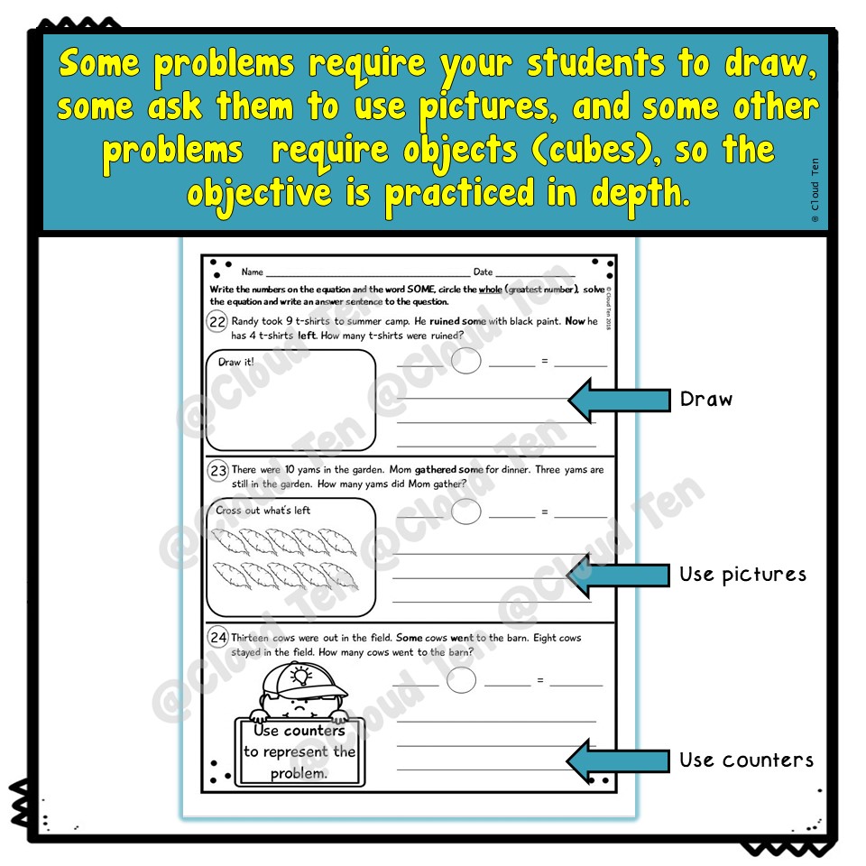 Change unknown separating word problems | Made By Teachers