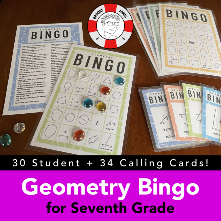 Grade 7 Geometry Bingo Game: 30 Cards and 34 Concepts! | Made By Teachers
