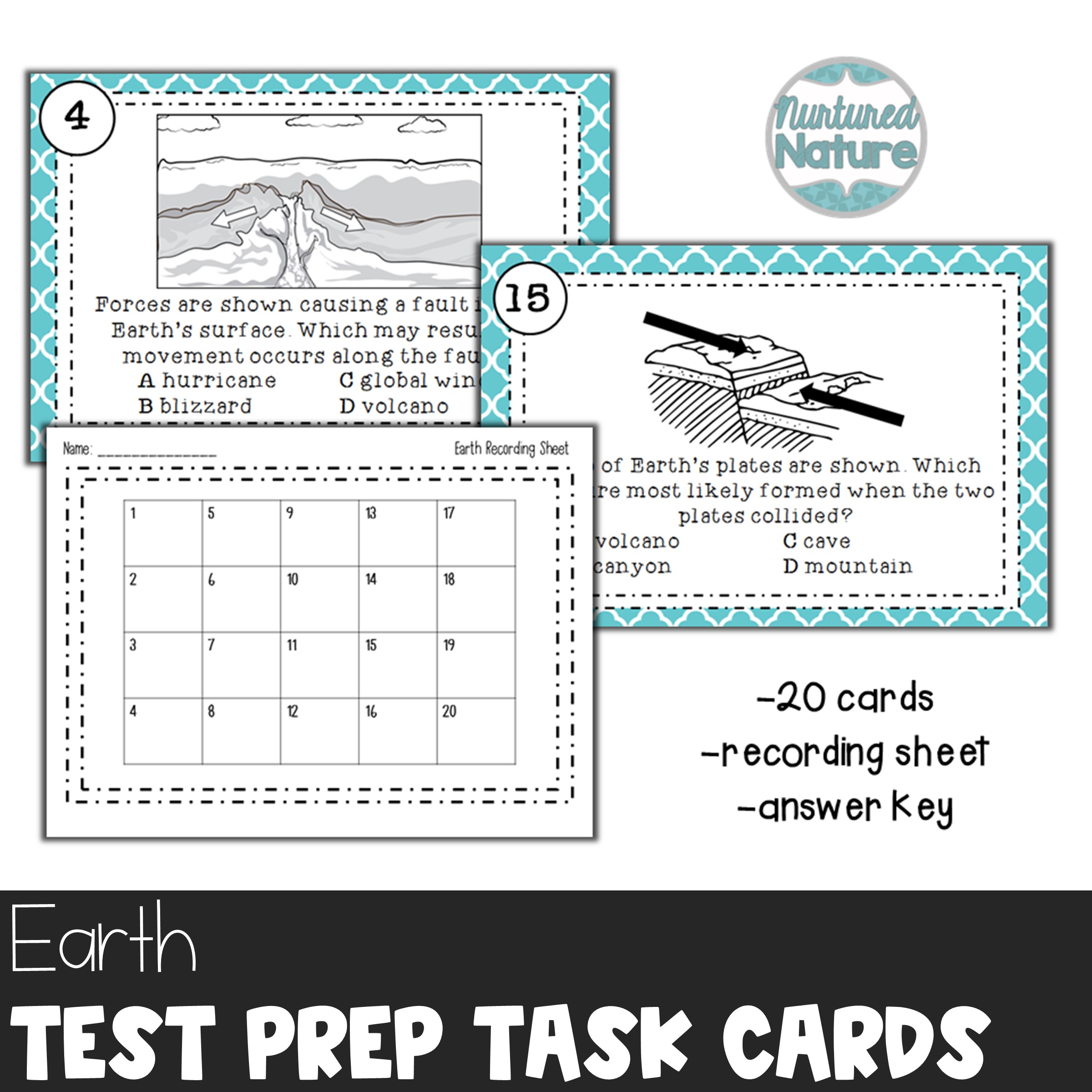 Earth Science Review Test Prep Task Cards - Internal Forces ...