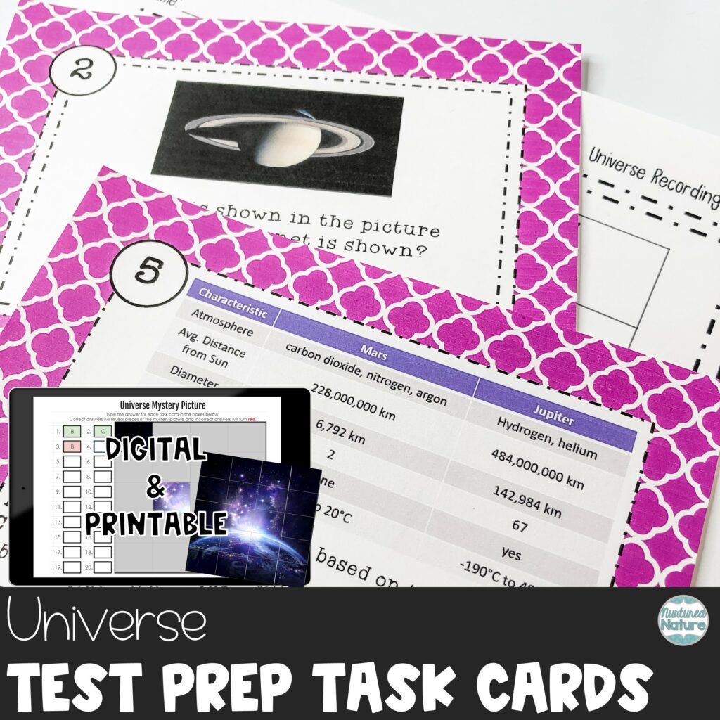 Universe Science Review Test Prep Task Cards – Planets in Solar System ...