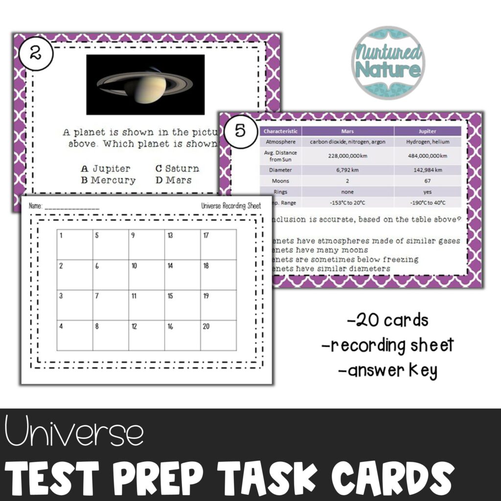 Universe Science Review Test Prep Task Cards – Planets in Solar System ...