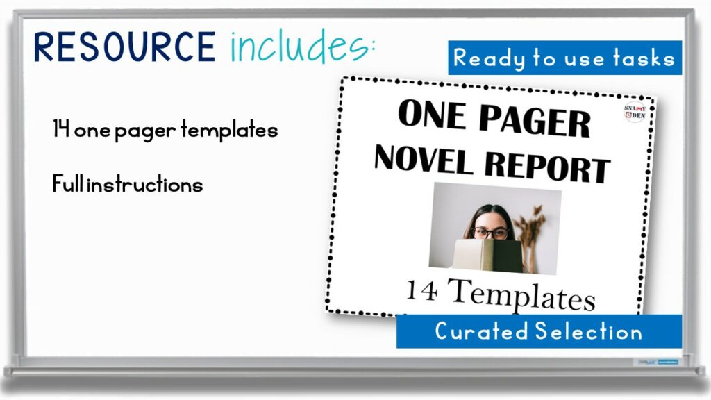 One Pager Templates for Any Novel - Book Reports, Projects, Graphic ...