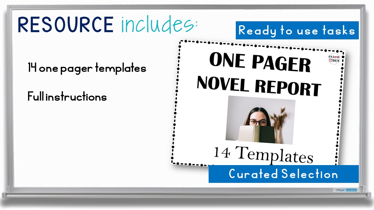 One Pager Templates for Any Novel - Book Reports, Projects, Graphic ...