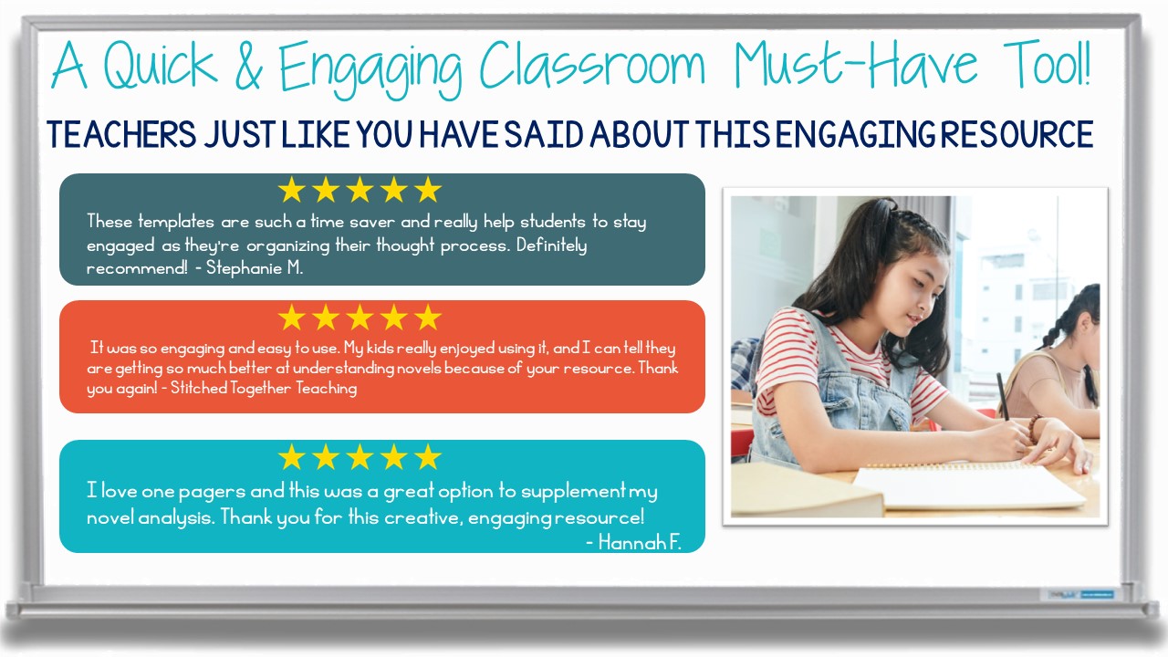 One Pager Templates for Any Novel - Book Reports, Projects, Graphic ...